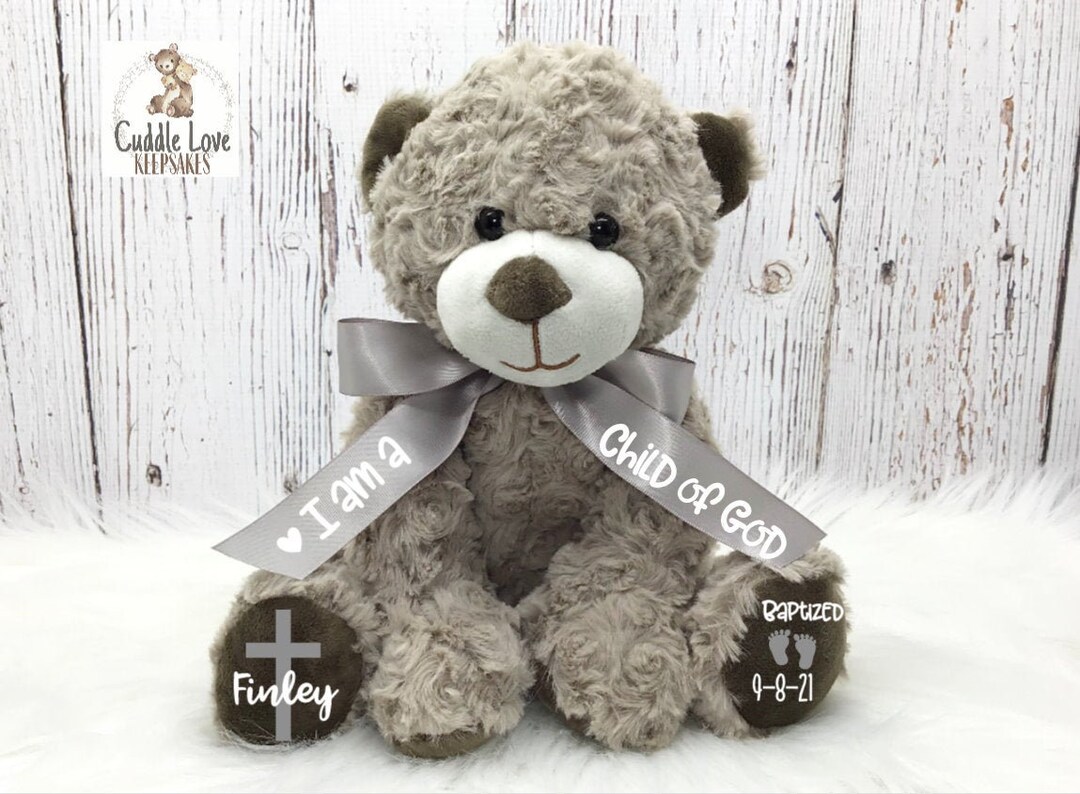 BAPTISM Teddy Bear, Personalized Baptism Stuffed Animal, Custom Baptism ...