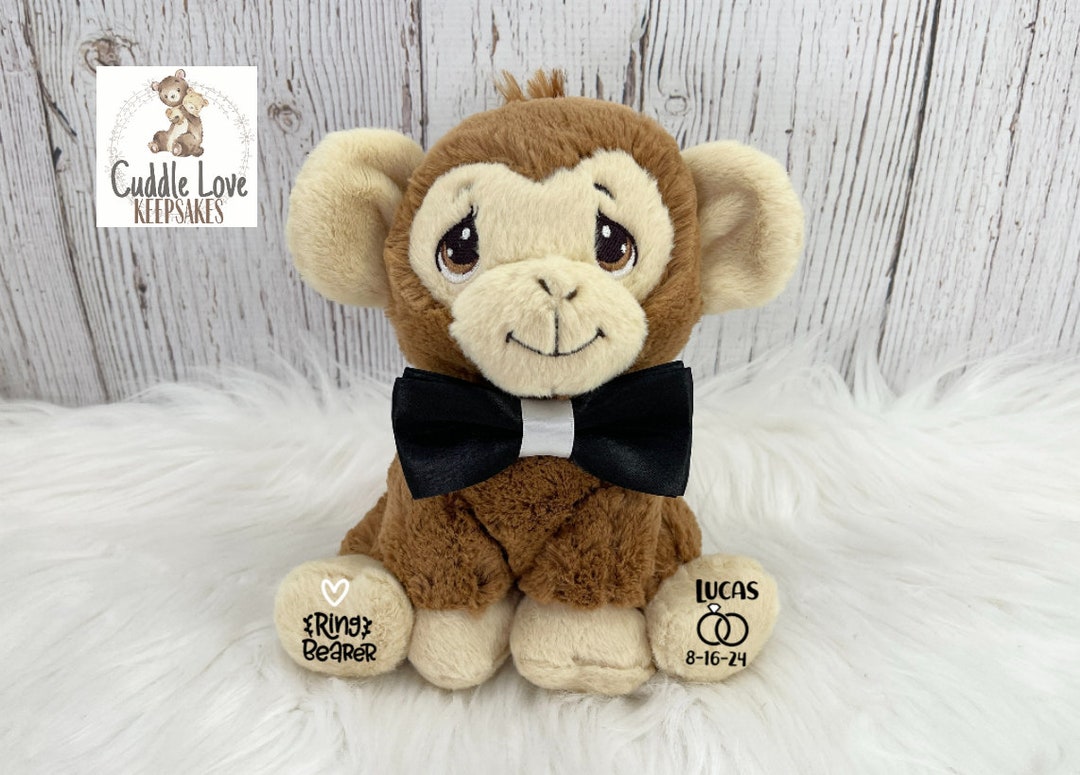 8" Ring Bearer Monkey, Wedding Party Gift, Ring Bearer Proposal Stuffed ...