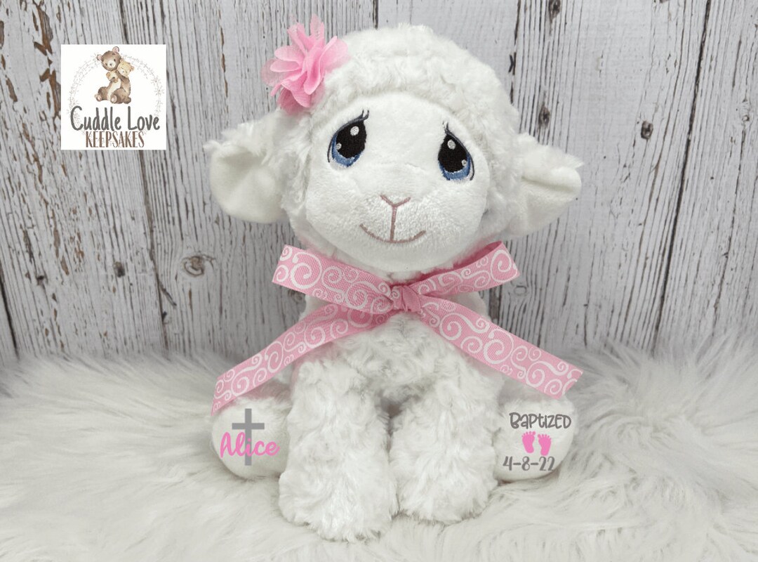 Baptism Lamb, Personalized Baptism Gift, Stuffed Lamb Baptized Gift ...