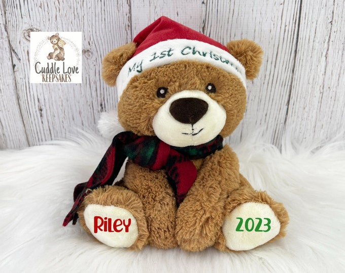 My 1st Christmas Bear, My First Christmas 2023 Personalized Teddy Bear ...