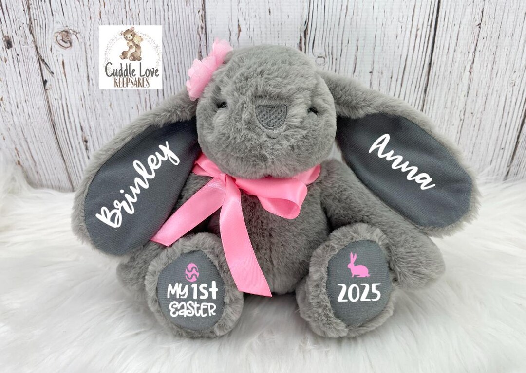 1st Easter Bunny Rabbit 2025, Custom 1st Easter Stuffed Animal, Happy ...