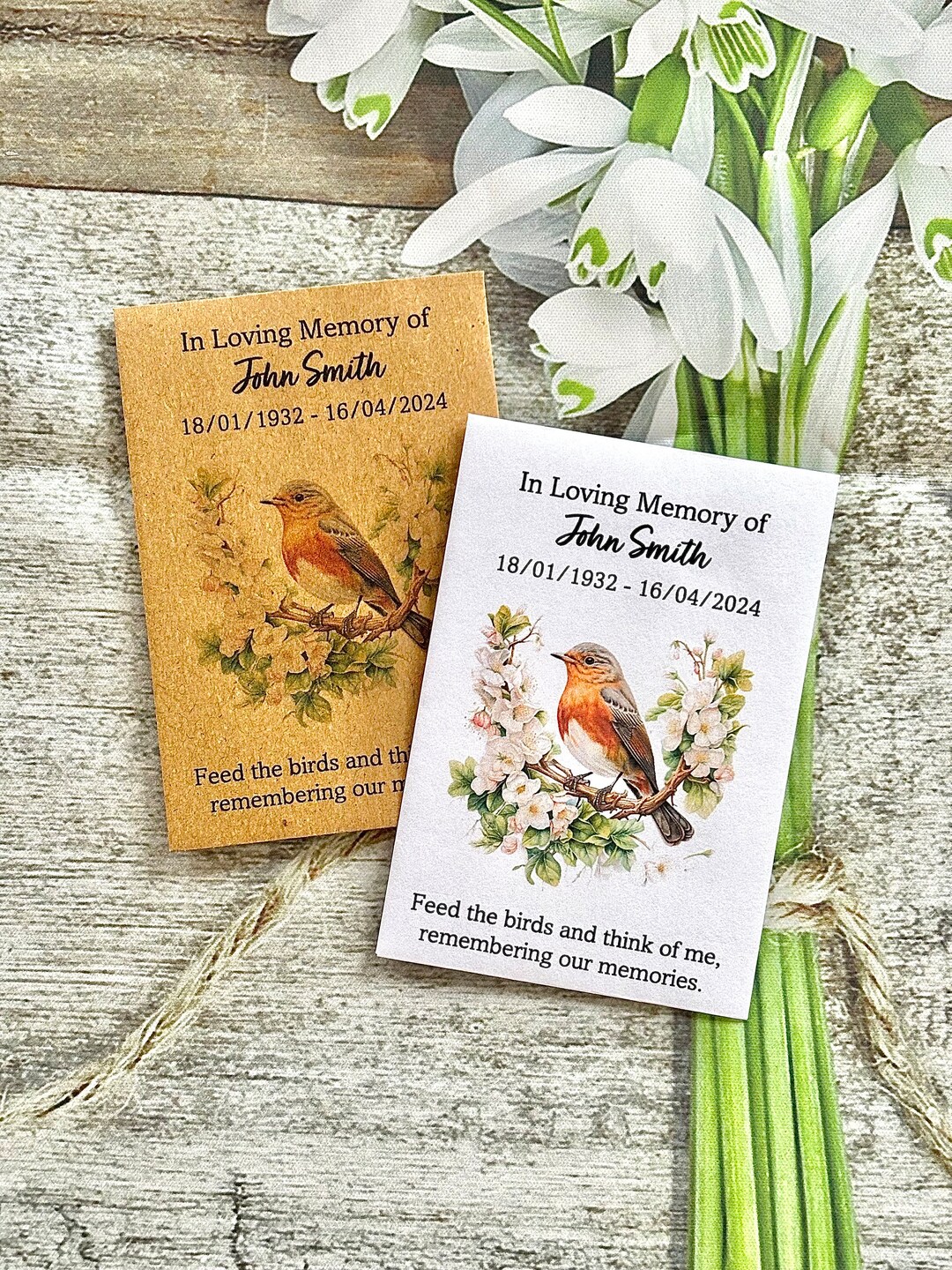 Personalised Robin Bird Seed Feed the Birds Funeral Favour Keepsake ...