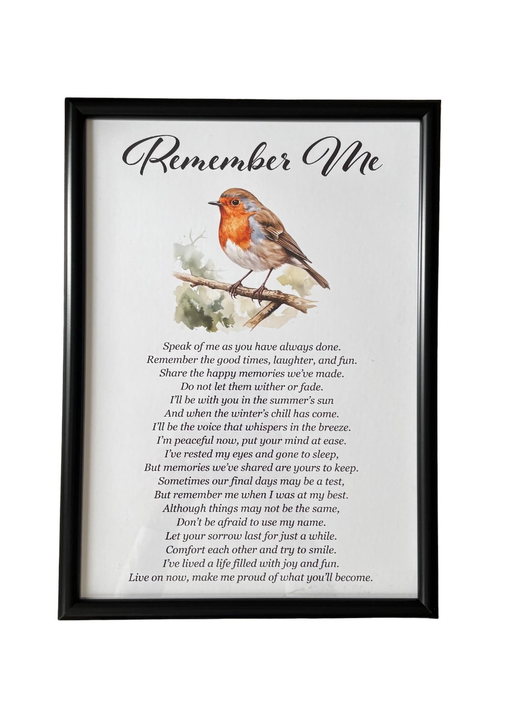 Robin Memorial Poster With Poem | A4 | Remember Me, Afterglow, Let Me ...