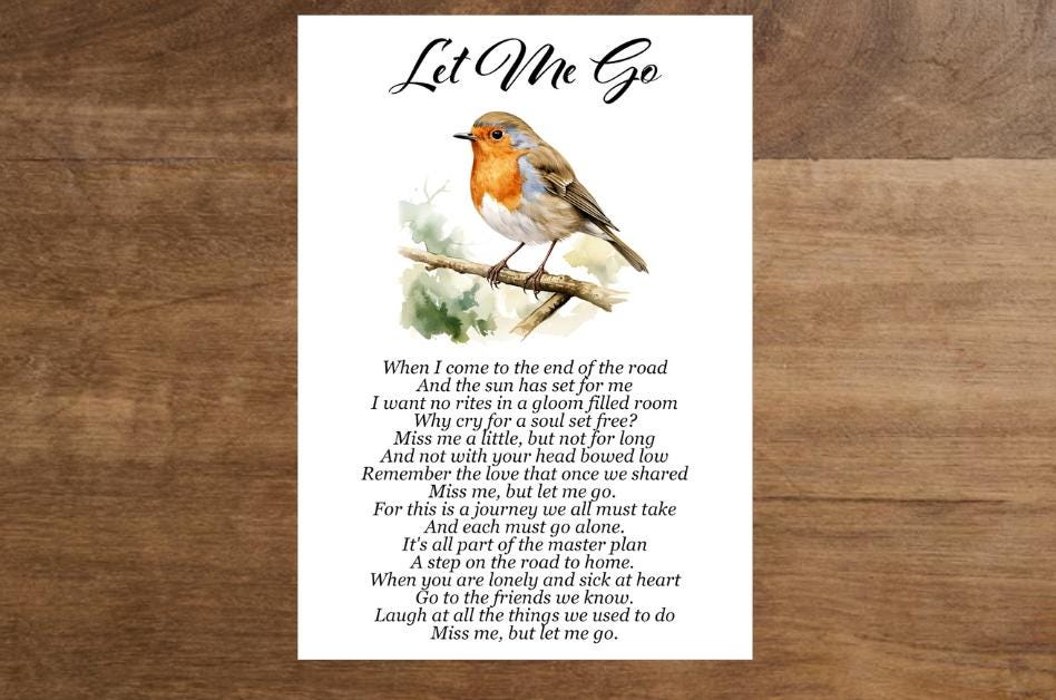 Robin Memorial Poster With Poem | A4 | Remember Me, Afterglow, Let Me ...