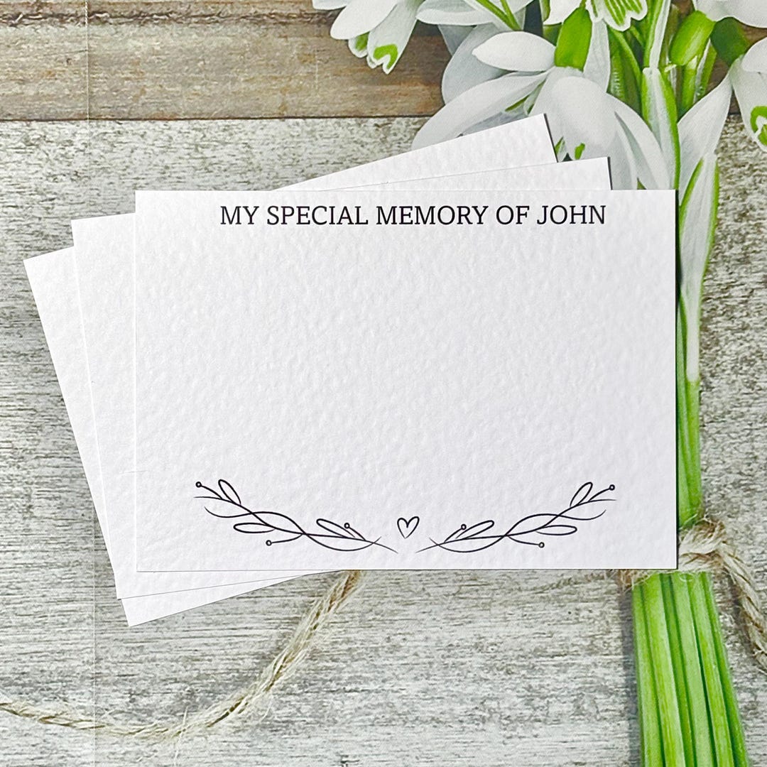 Personalised Funeral Favour Keepsake Remembrance ‘share A Memory’ A6 ...