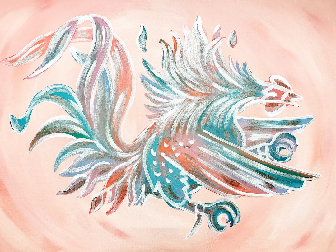 Gamecock Painting on Canvas, South Carolina Art, Handmade to Order ...