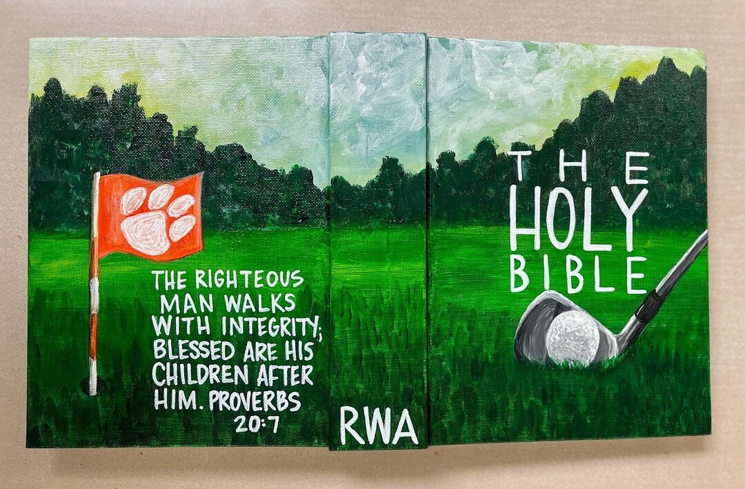 Golf Custom Painted Bible, Personalized Bible, Hand Painted Holy Book ...