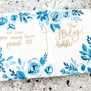 Blue and White Chinoiserie Custom Painted Bible, Personalized Bible ...