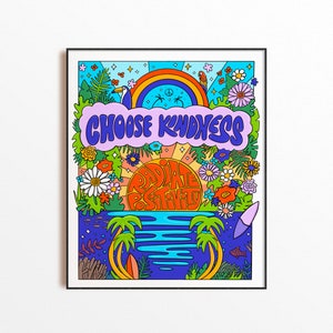 Choose Kindness Poster - Rainbow Positive Quote Playroom Decor Colorful ...