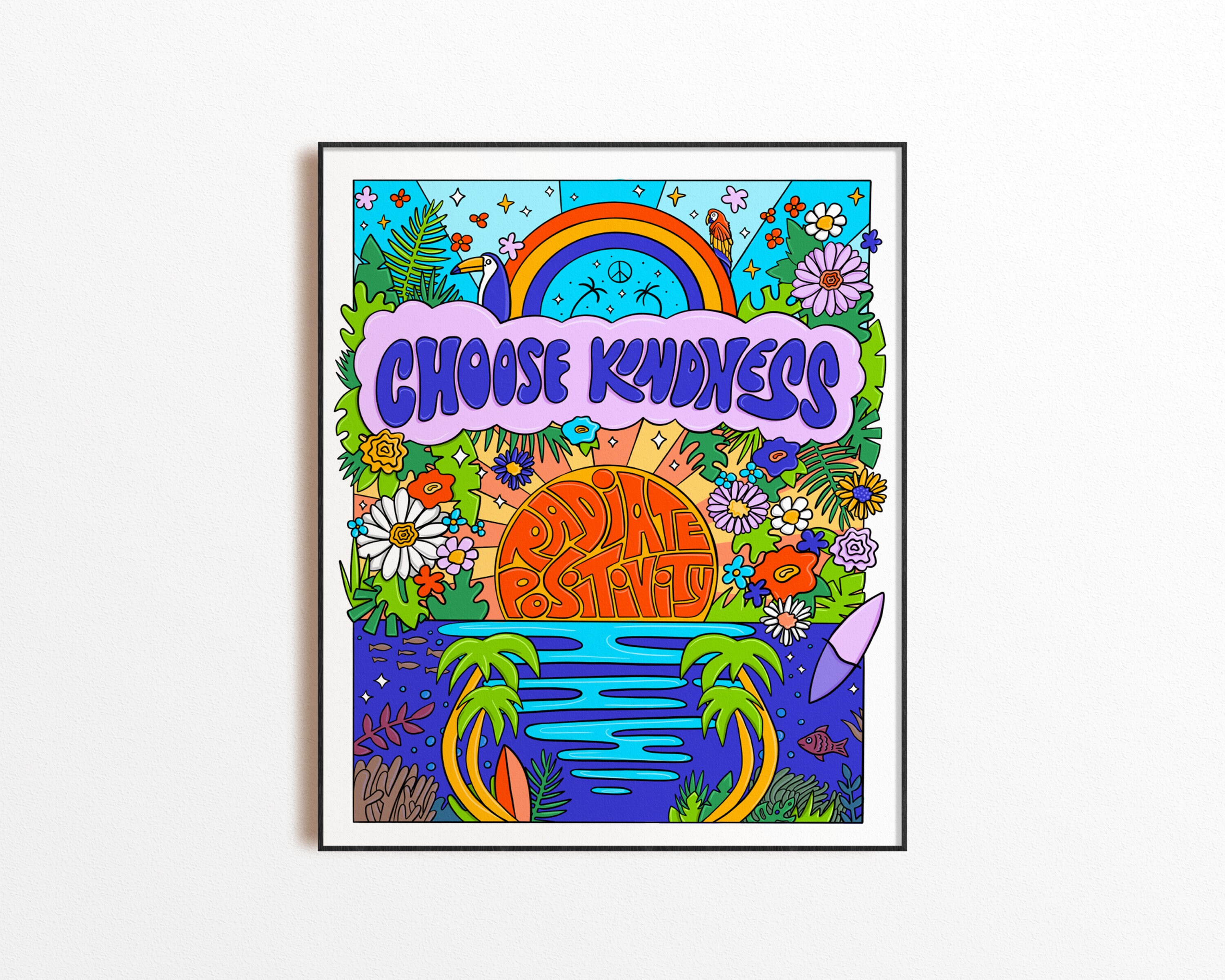 Choose Kindness Poster - Rainbow Positive Quote Playroom Decor Colorful ...