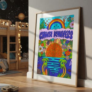 Choose Kindness Poster - Rainbow Positive Quote Playroom Decor Colorful ...