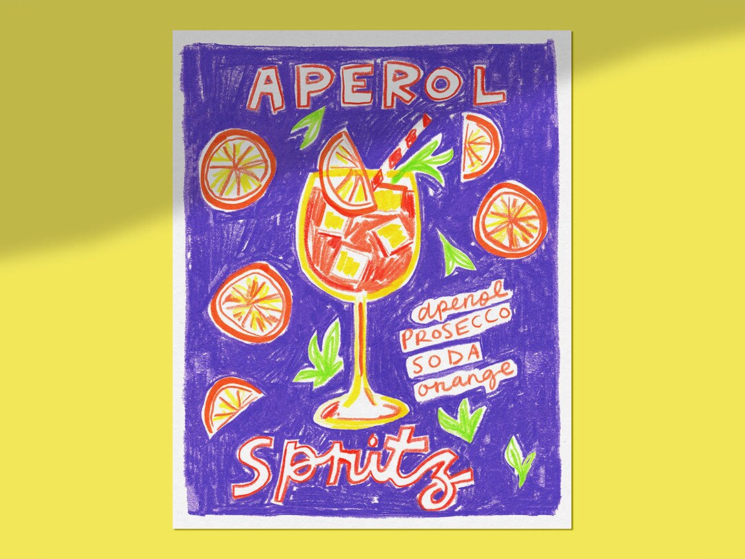 Aperol Spritz Art Print Bar Cart Art Bar Cart Wall Art Bar Cart Posters ...