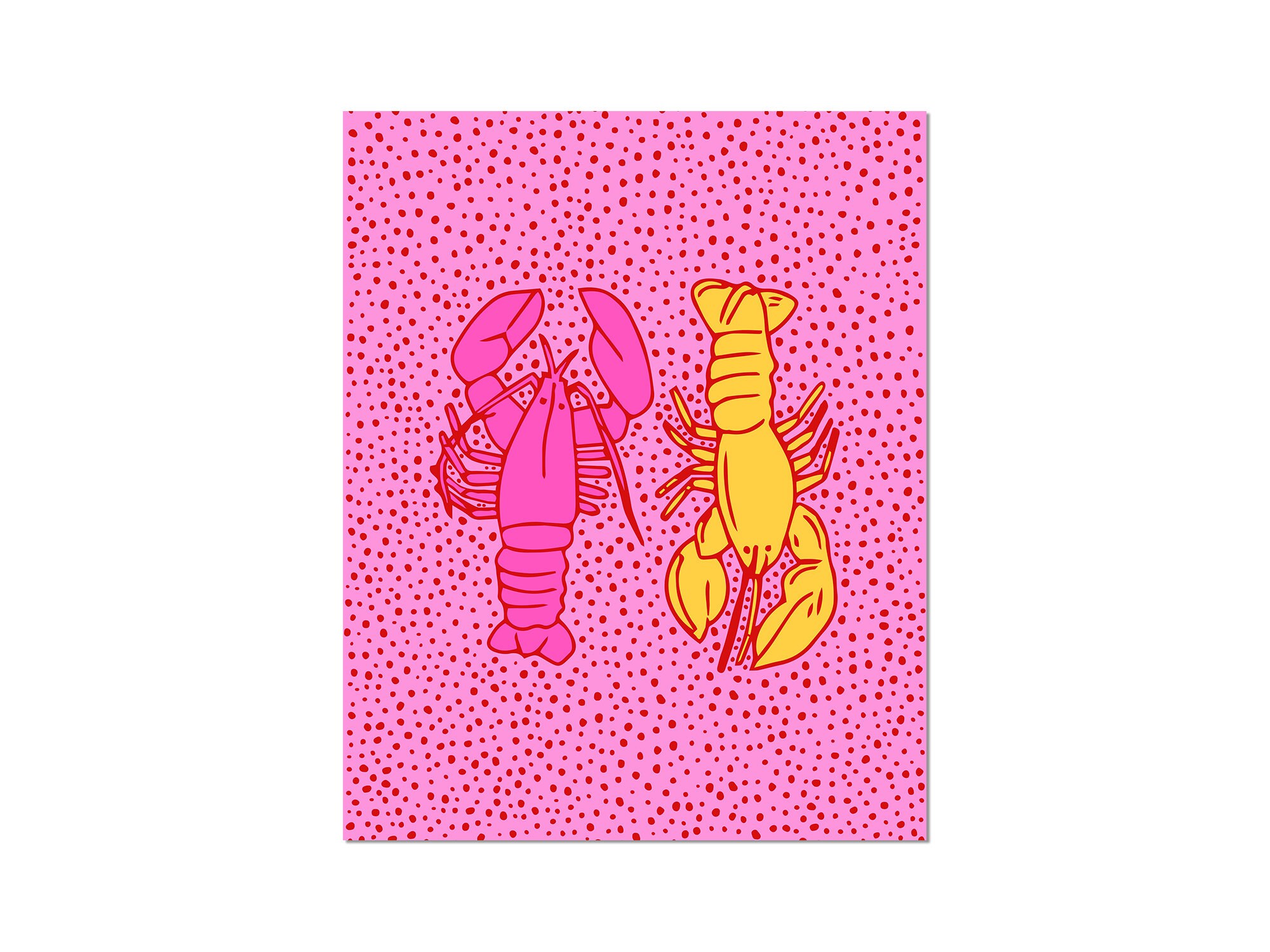 Funky Lobster Art Print in Pink - Vibrant Maximalist Nautical Quirky ...