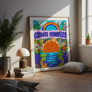 Choose Kindness Poster - Rainbow Positive Quote Playroom Decor Colorful ...