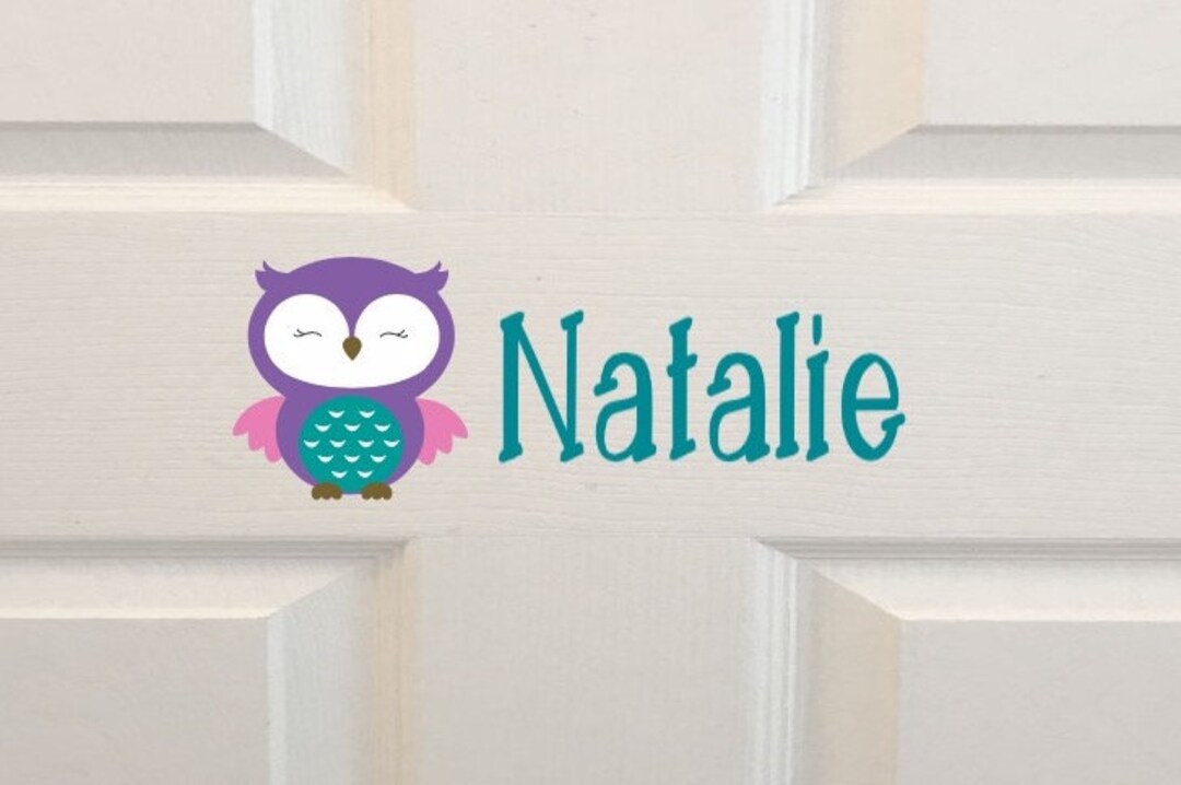 Owl Door Sign, Custom Door Decal, Personalized Kids Door Sign, Owl ...