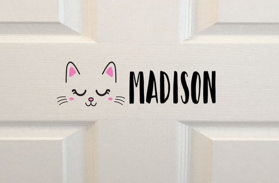 Cat Door Sign Custom Door Decal Personalized Kids Door Sign | Etsy Canada