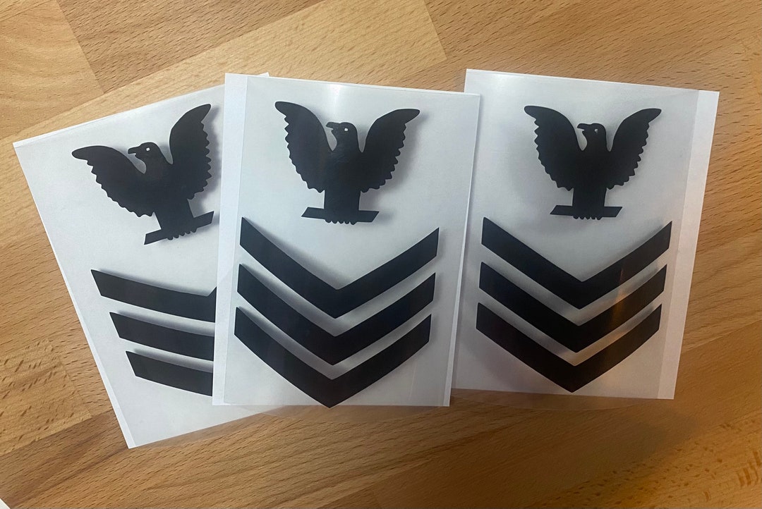 Iron on Navy Rank Patch: 3 Pack | Petty Officer | Semi-gloss Black, 3 ...