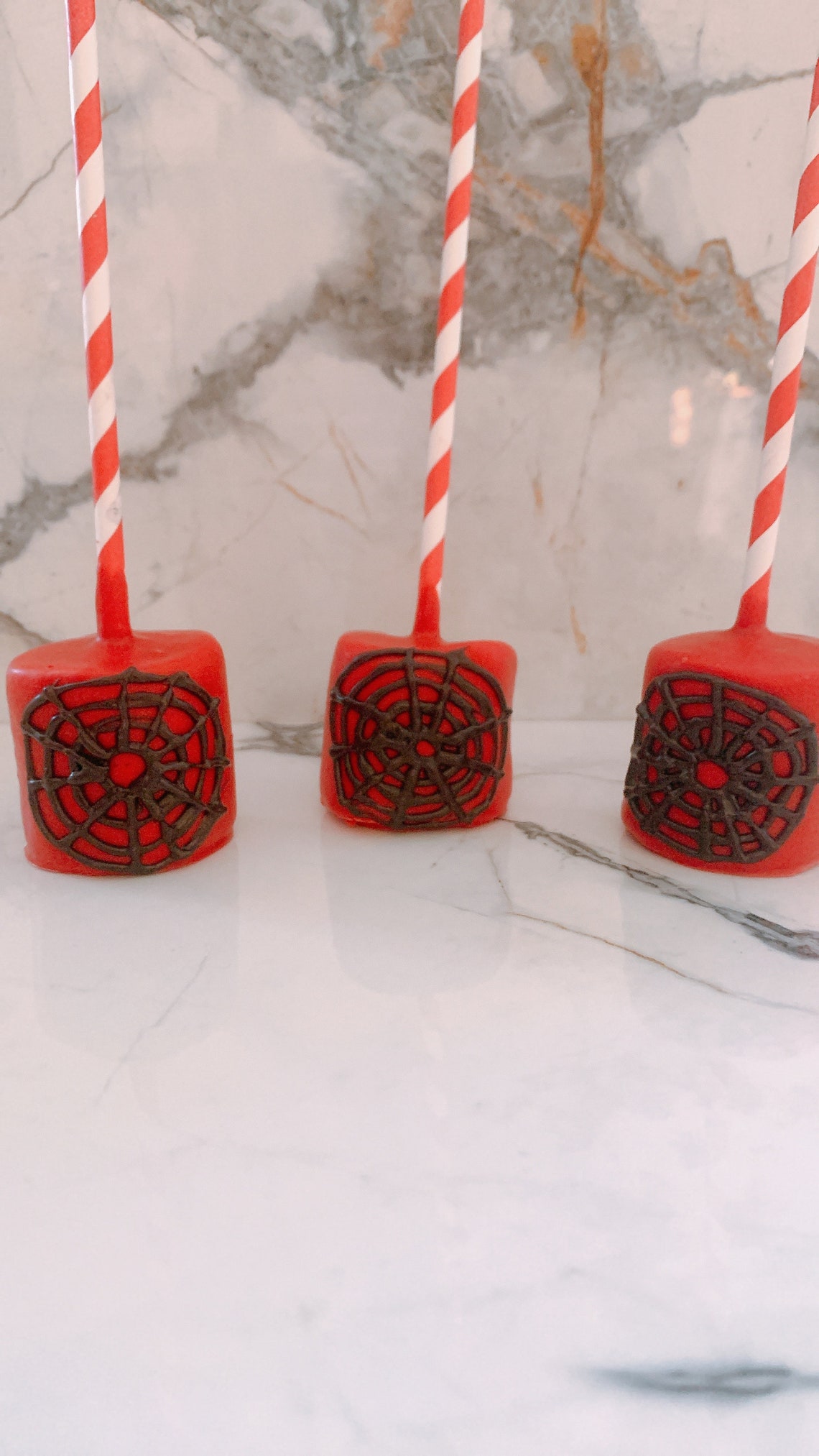 Spiderman/super Hero Chocolate Covered Marshmallow Pops/ Birthday ...