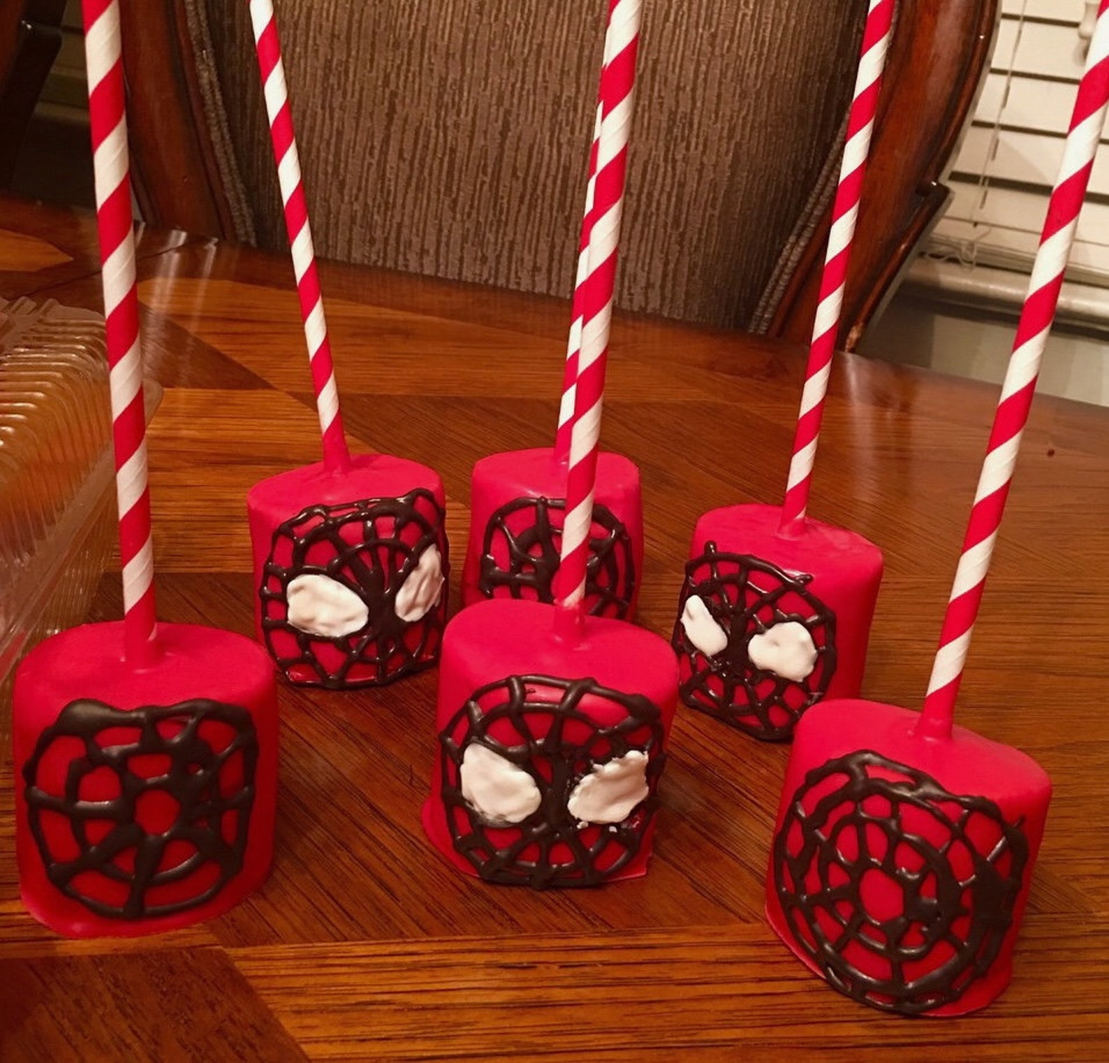 Spiderman/super Hero Chocolate Covered Marshmallow Pops/ Birthday ...