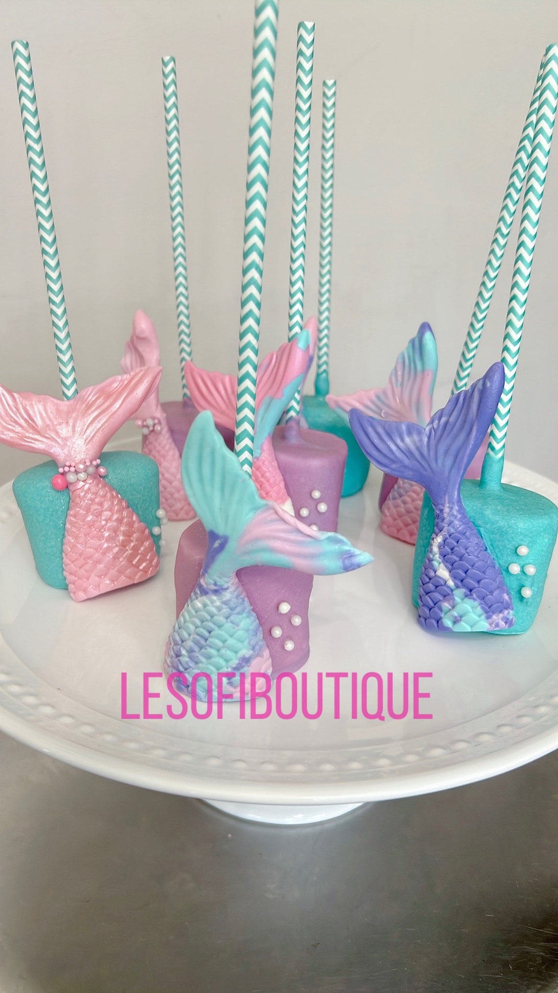Mermaid Tails Covered Chocolate Marshmallow Pops/ Under the Sea/ Beach ...