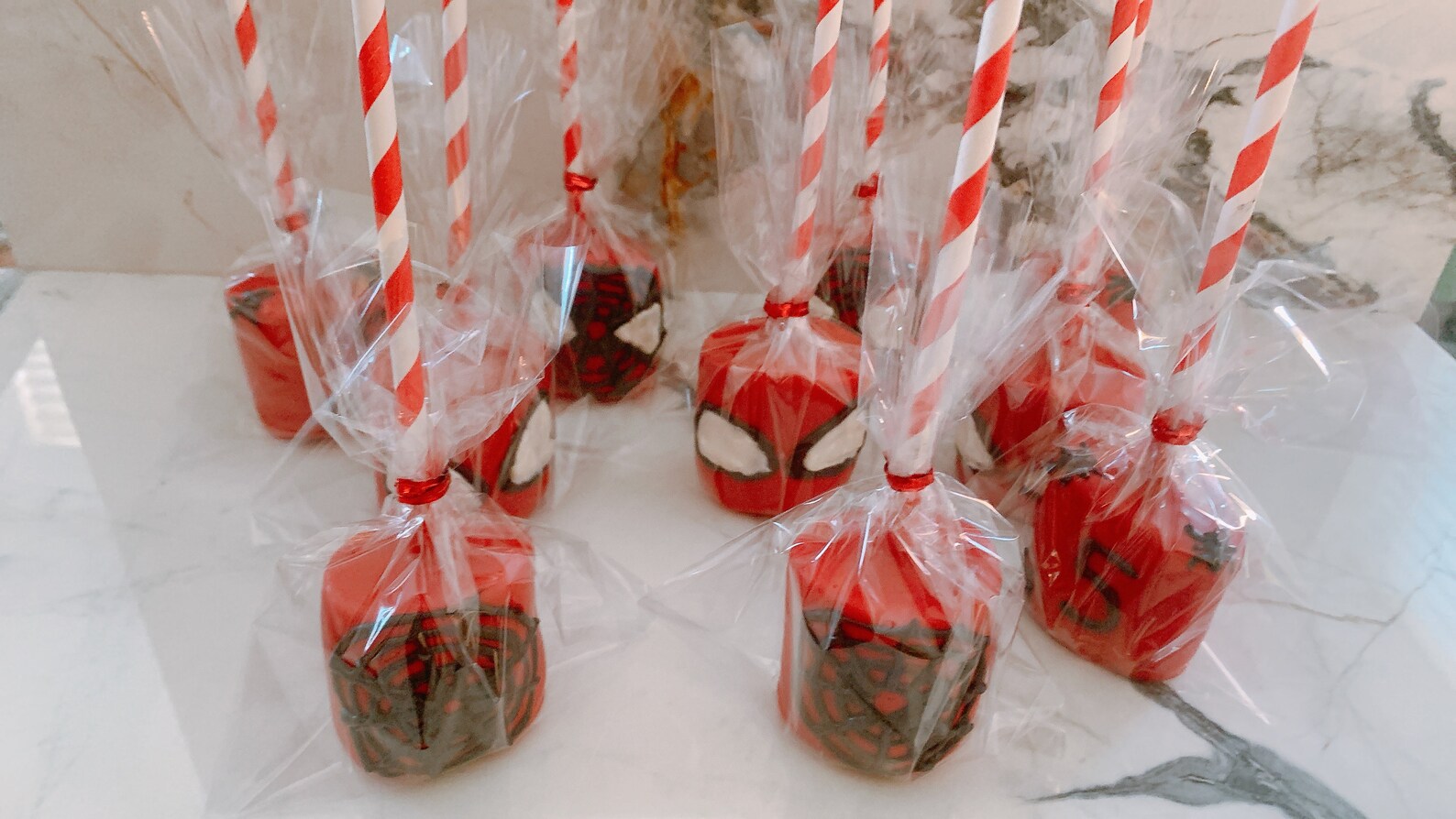 Spiderman/super Hero Chocolate Covered Marshmallow Pops/ Birthday ...
