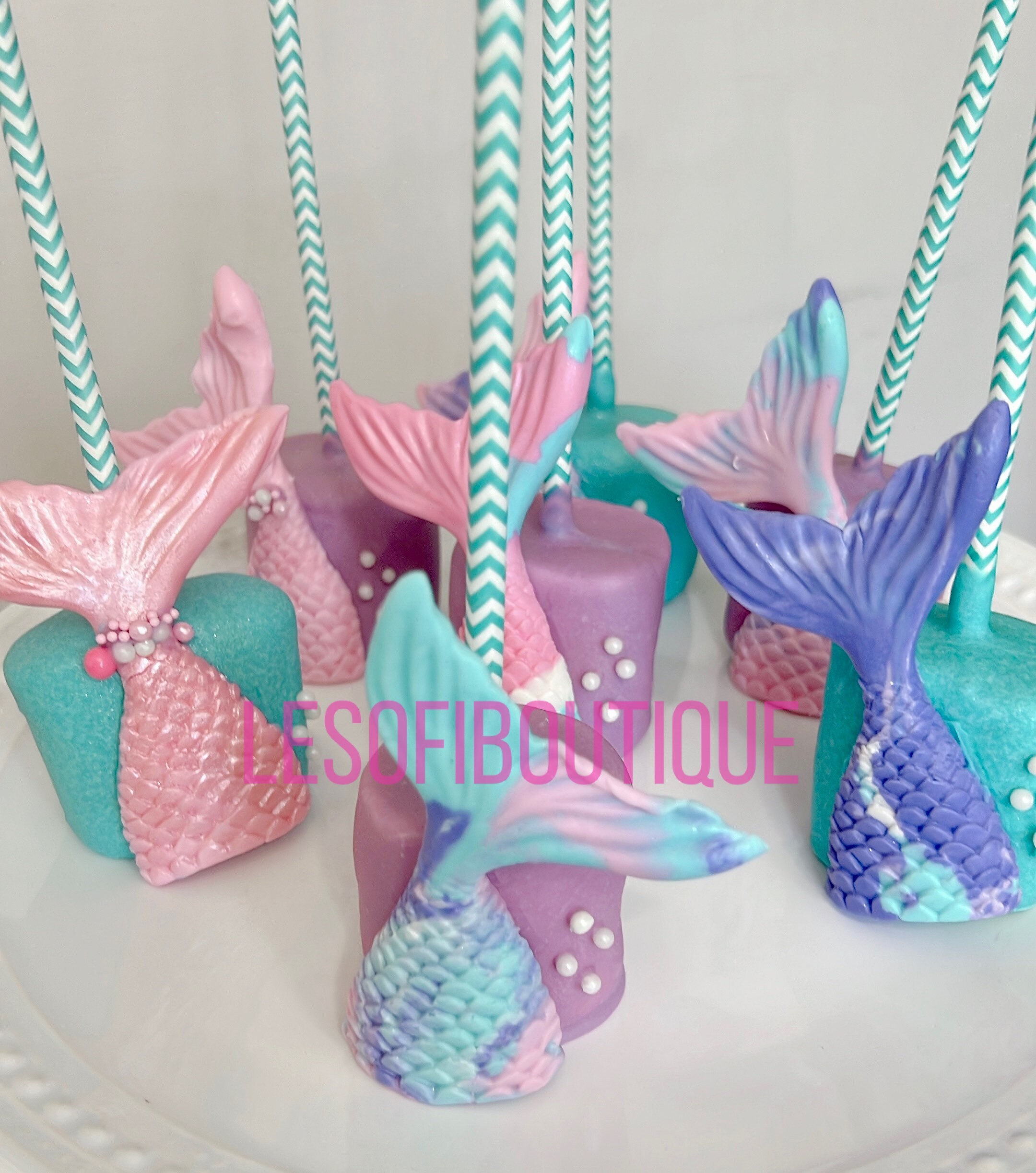 Mermaid Tails Covered Chocolate Marshmallow Pops/ Under the Sea/ Beach ...