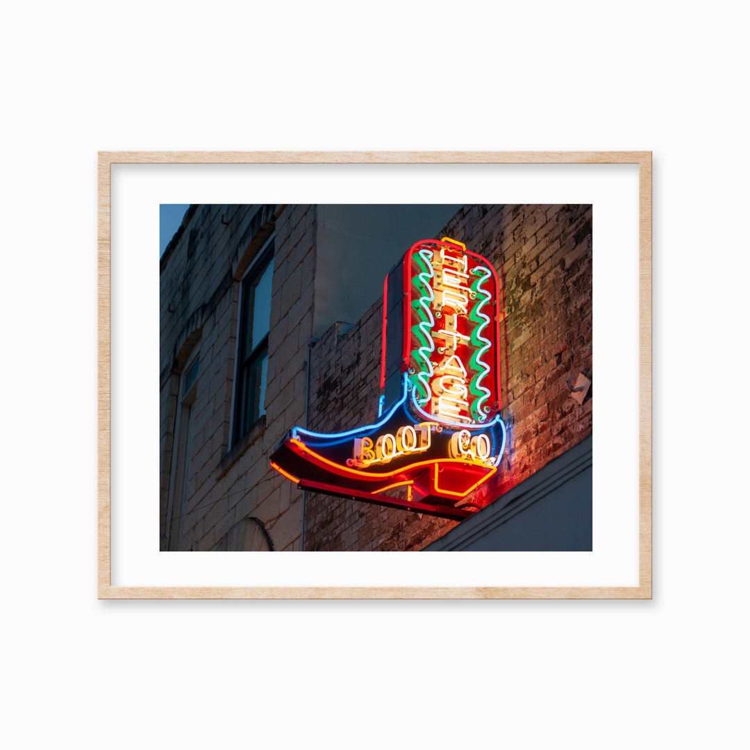 Austin Texas Photography: Cowboy Boot Neon Sign Art (digital Download ...