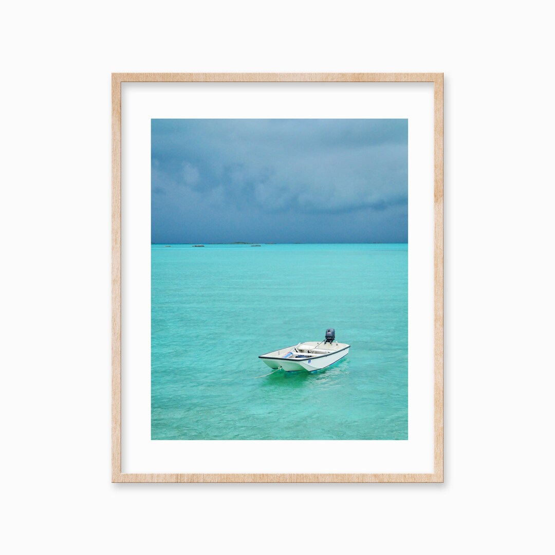Bahama Boat Print, Nautical Wall Art, Digital Print, Tropical Ocean ...