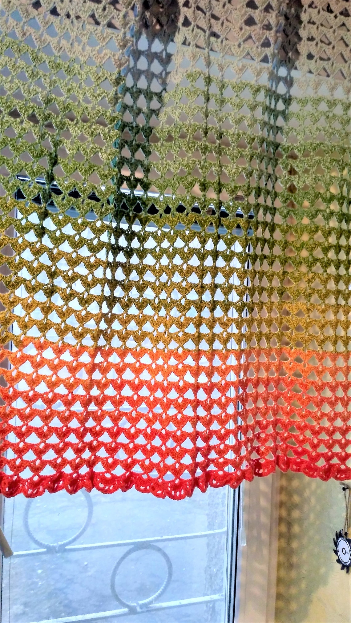 Knitted curtain for the window. Gradient | Etsy