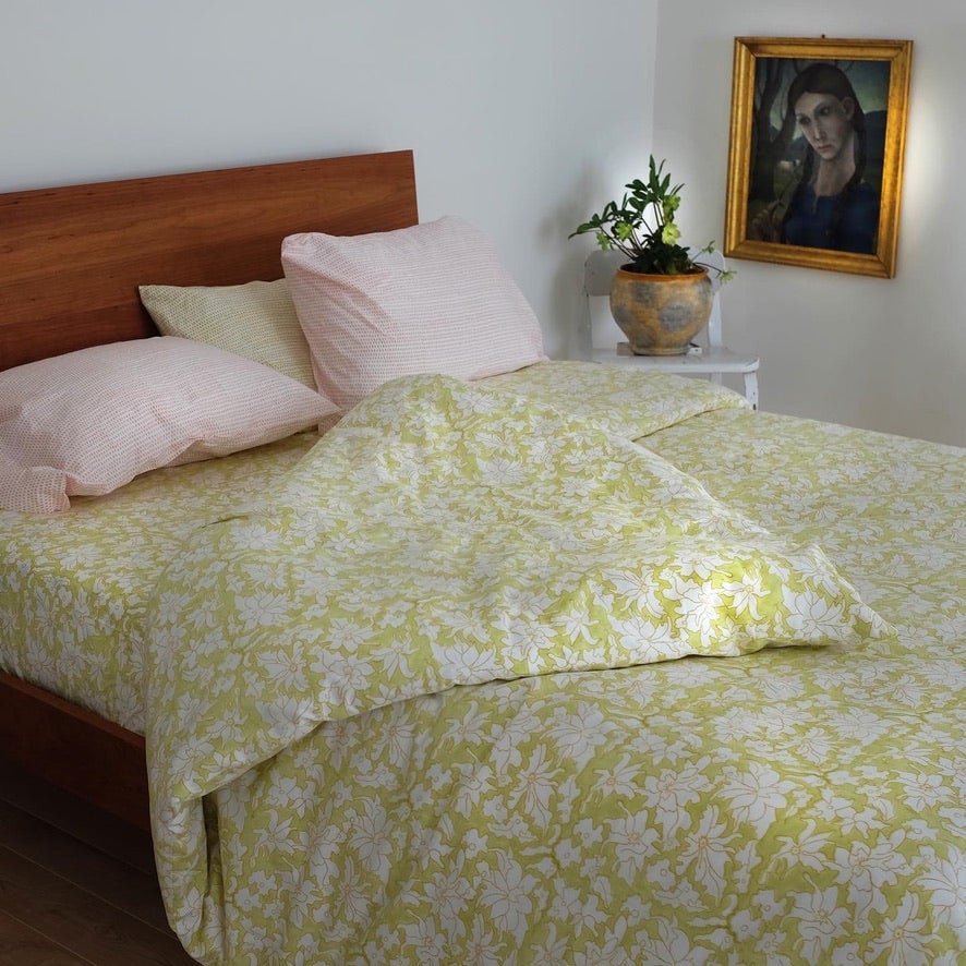 Orchid Hand Block Printed Sheet Separates in Green & Gold - Etsy