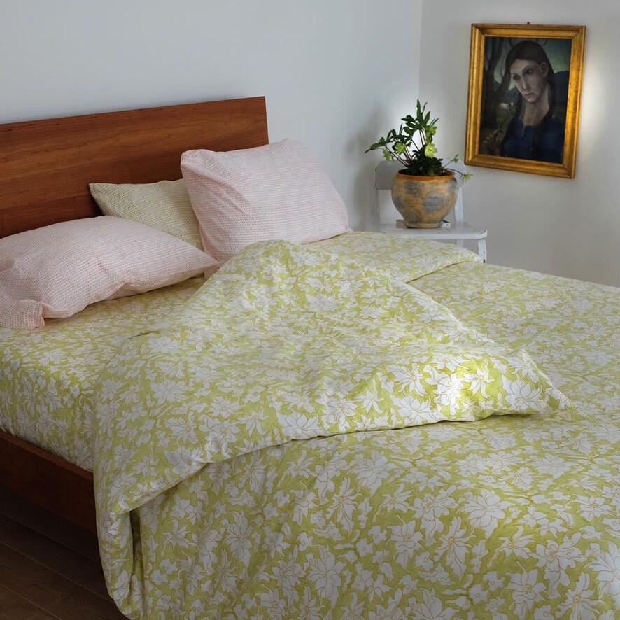 Orchid Hand Block Printed Sheet Separates in Green & Gold - Etsy