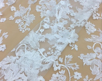 Wedding Lace Fabric Bridal Lace Fabric Heavy Embroidered Gown | Etsy