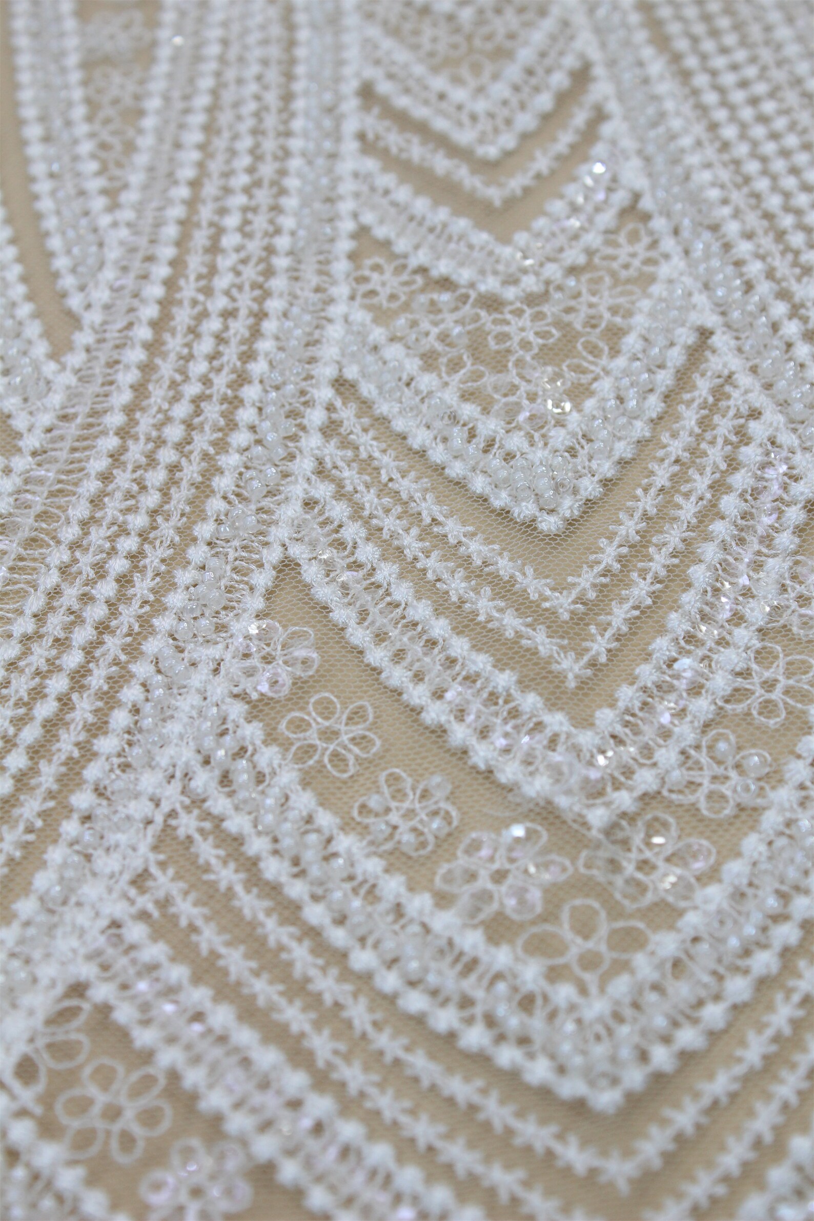 Heavy Beaded Lace Fabric Bridal Lace Fabricembroidered Tulle - Etsy