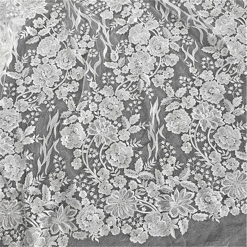 Floral Lace Fabric Bride Lace Fabric Embroidery Flower Lace | Etsy