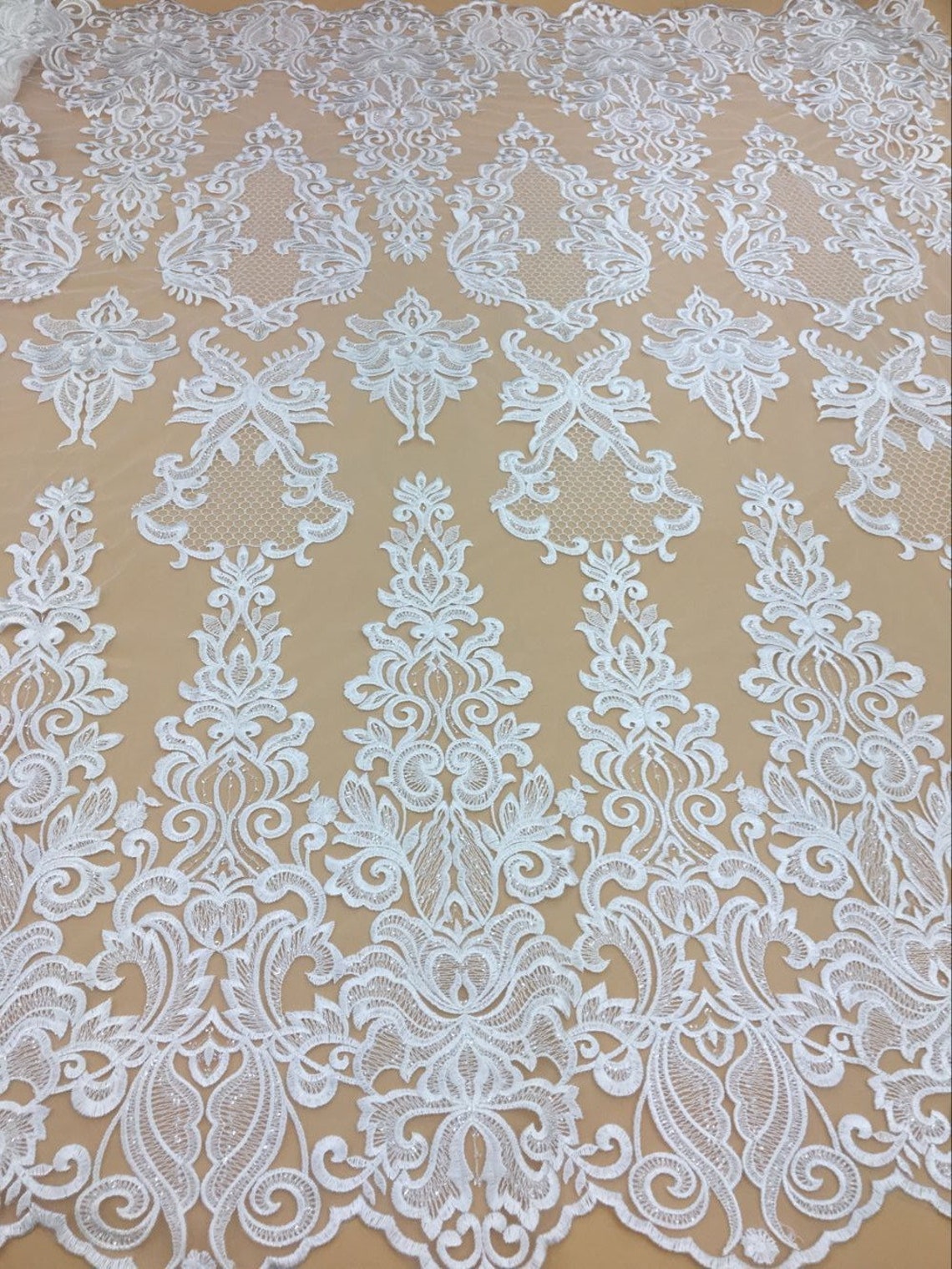 Wedding Lace Fabric Bridal Lace Fabric Heavy Embroidered Gown | Etsy