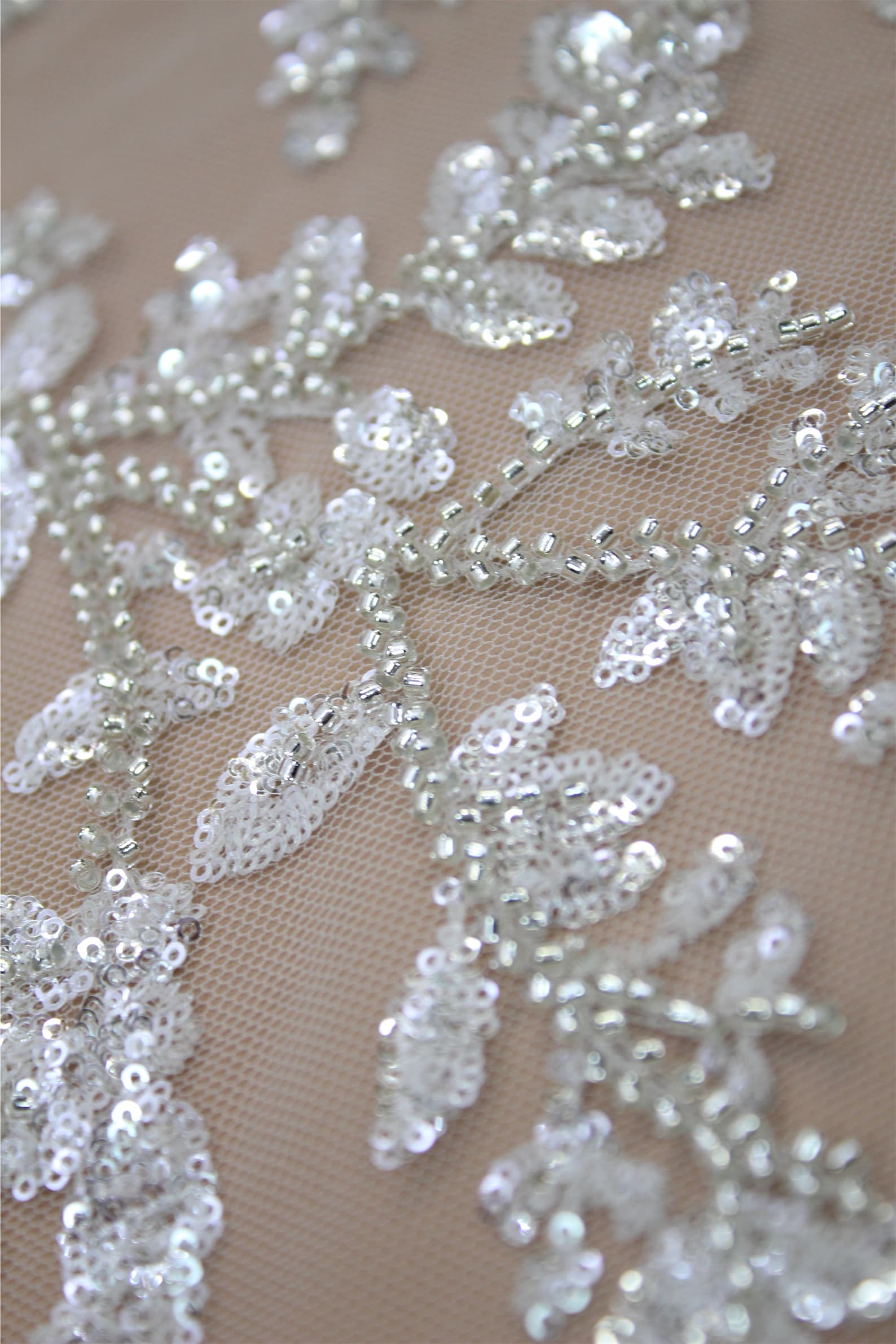 Silver Beaded Lace Fabric: Crystal Sequins Bridal Dress Lace - Etsy