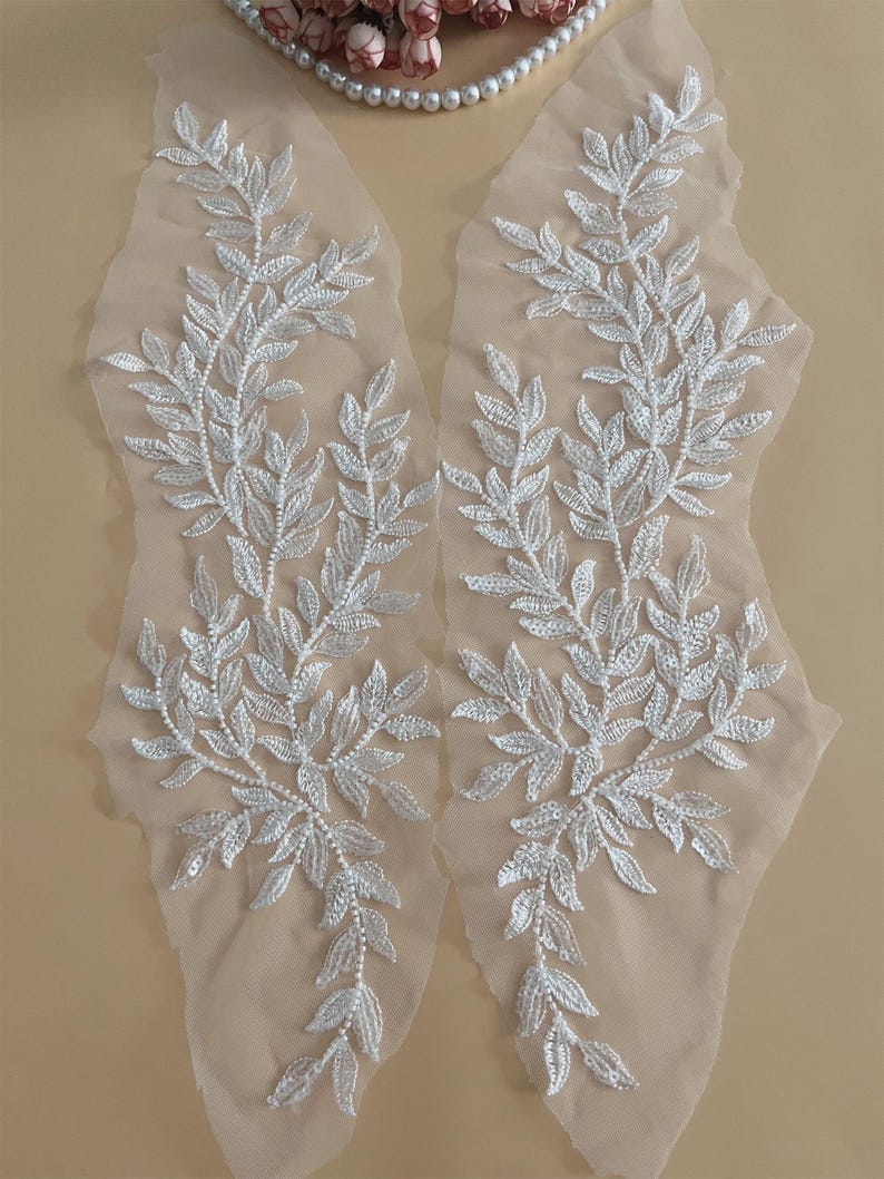 Black and Light Ivory Lace Applique Luxury Quality Beaded and Sequined ...