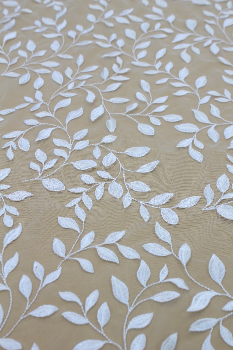 Vintage New Style Lace Fabric Off-white Embroidery Leaf Lace - Etsy