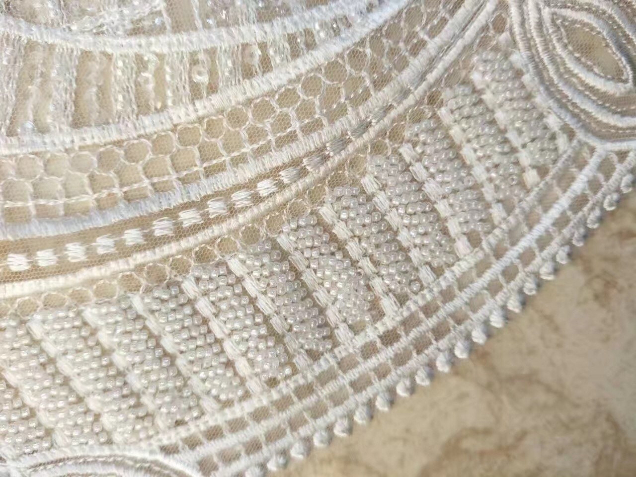 Luxury 3D Beaded Lace Fabric Hand Made Pearl Beads Lace | Etsy