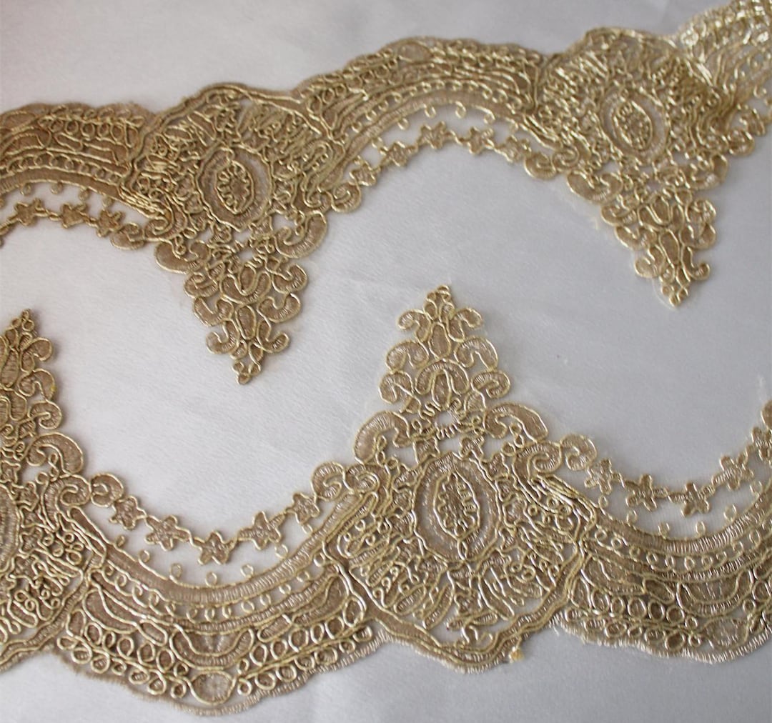 Gold Guipure Lace Trim: Corded Golden Veil, 5.9" Width - Etsy