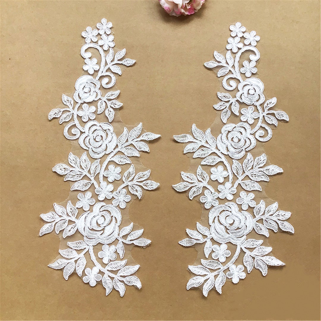Floral Lace Applique (1 Pair): Bridal Gown Embellishment - Etsy