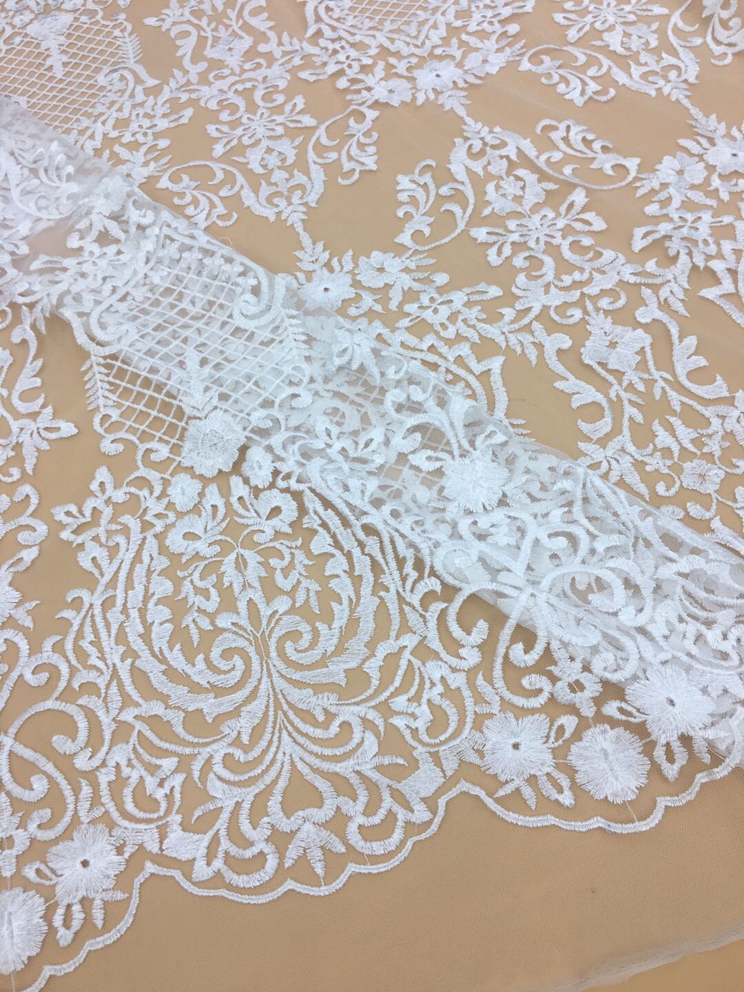 Bridal Embroidered Lace Fabric Unique French Tulle Lace Fabric - Etsy