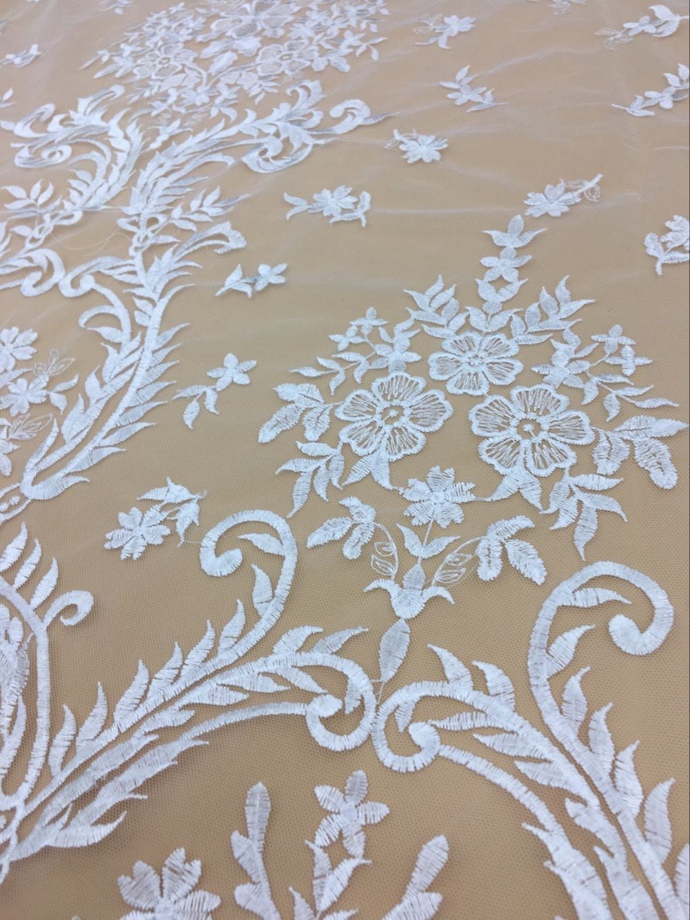 Sequin Flower Lace Fabric: off White Embroidered Tulle, Bridal Wedding ...