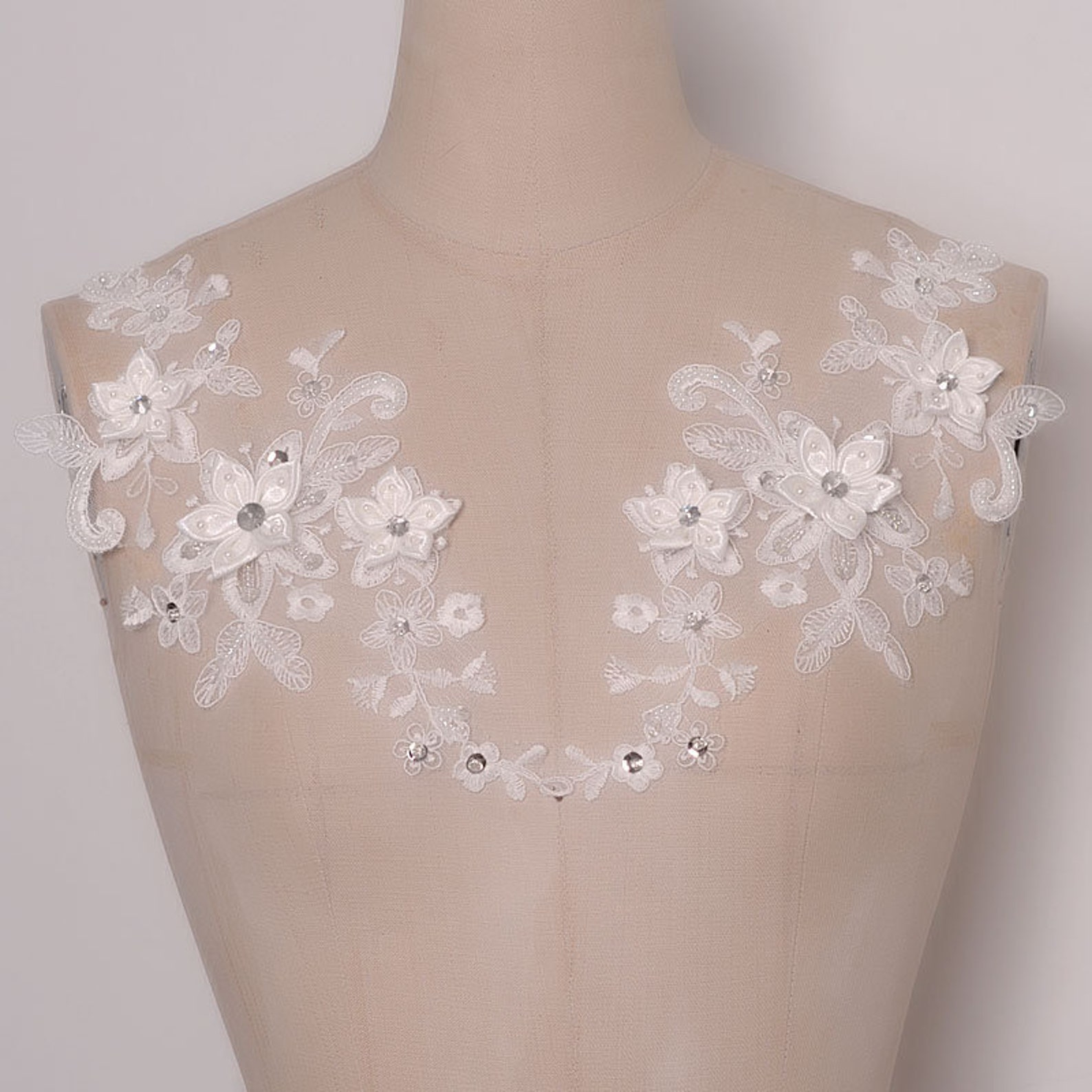 3d Lace Applique Heavy Beading Lace Applique With Sequins 3D | Etsy