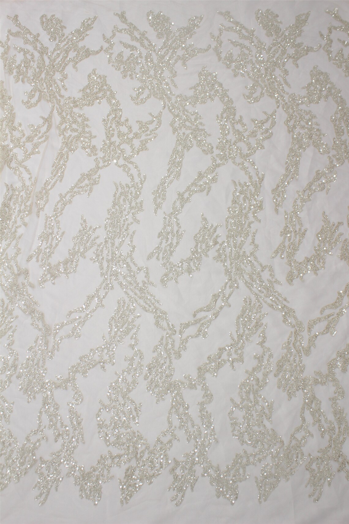 Silver Beaded Bridal Lace Fabric Embroidery Lace With Sequins - Etsy