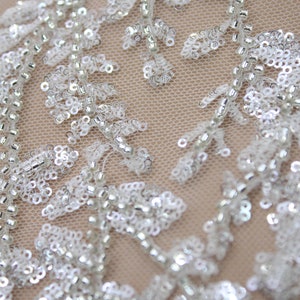 Silver Beaded Lace Fabric: Crystal Sequins Bridal Dress Lace - Etsy