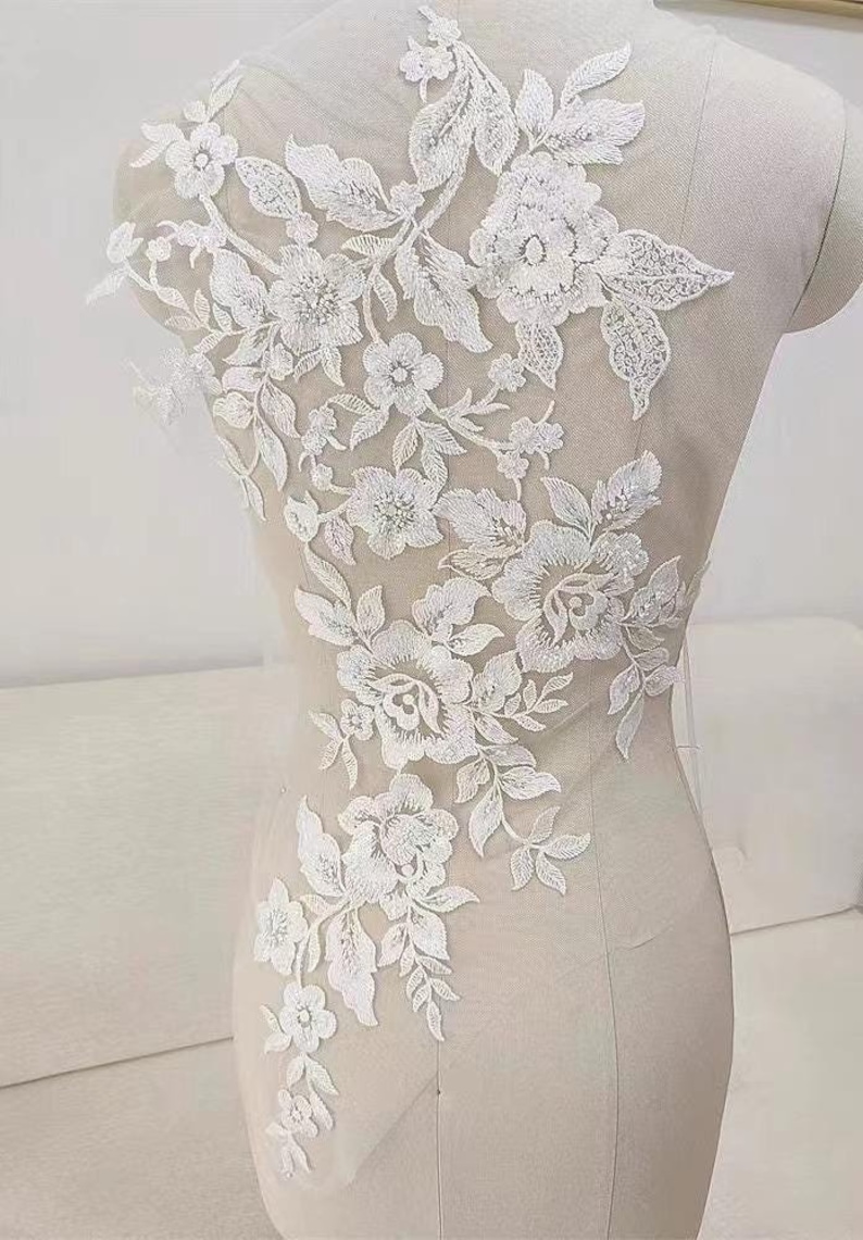 Floral Lace Applique: Embroidered Flower Bodice, Bridal Wedding Veil - Etsy