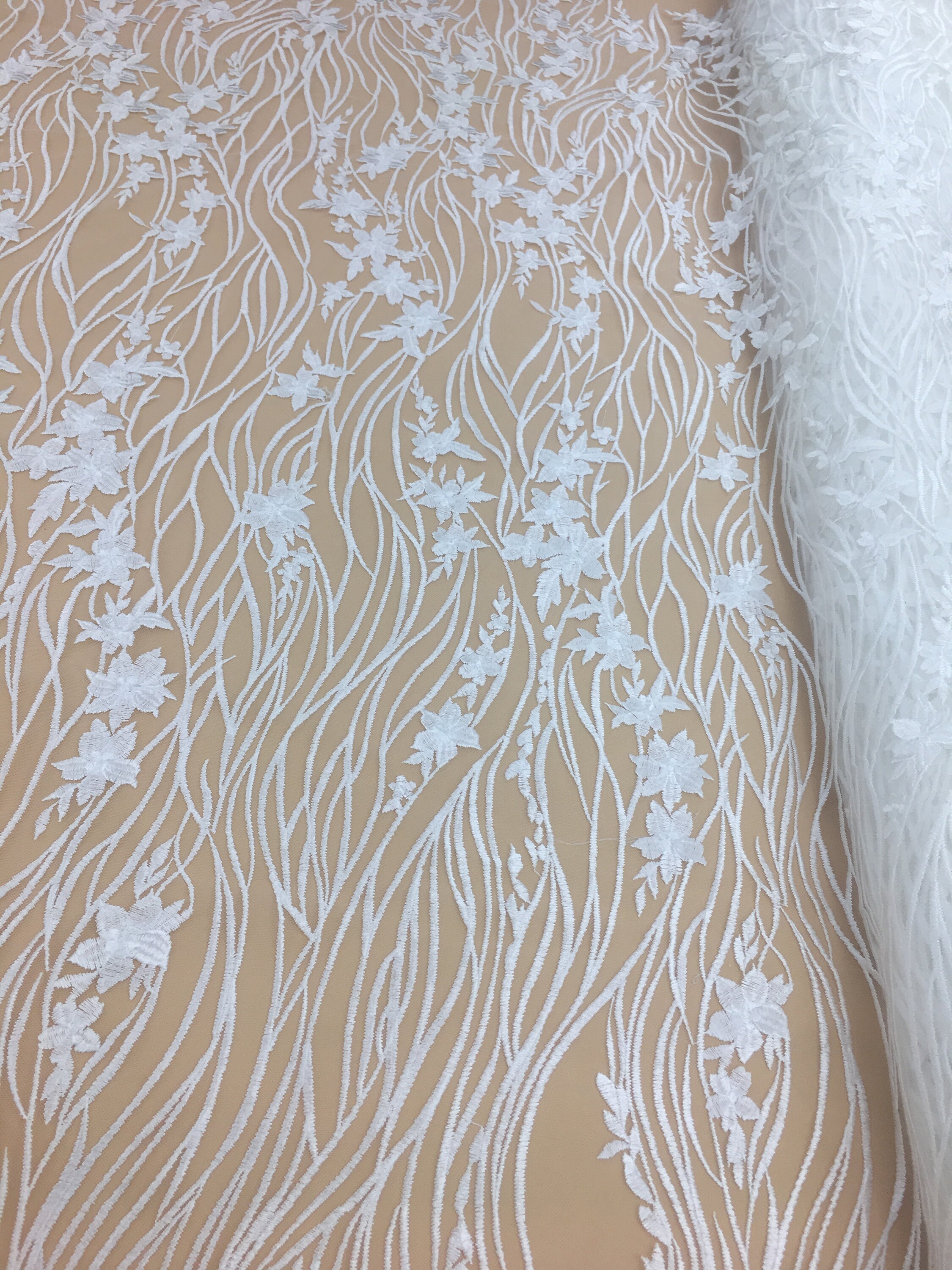 Tulle Embroidery Lace Fabric Embroidery Flower Dress Fabric | Etsy