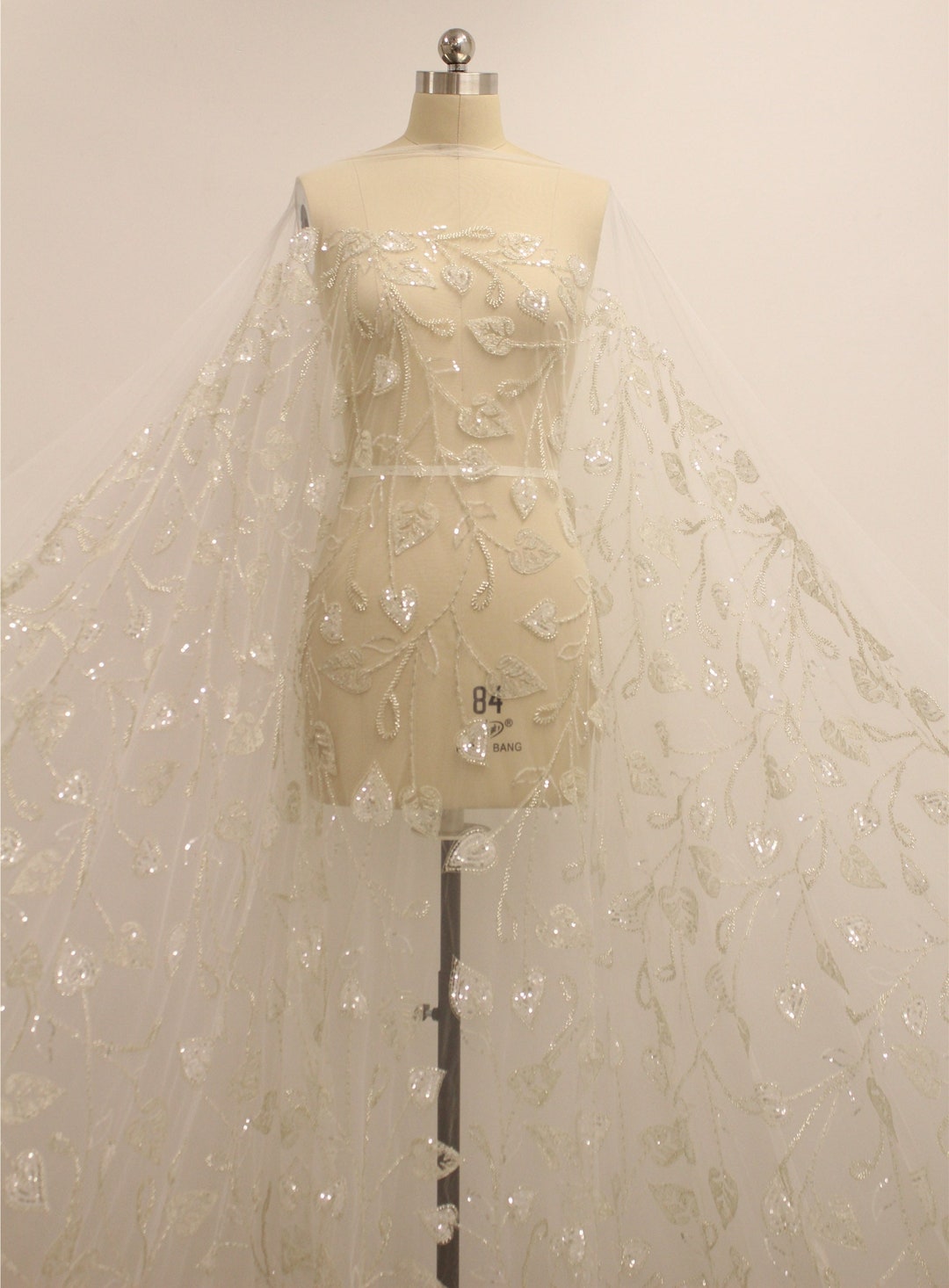 Silver Beaded Sequin Lace Fabric: 3D Floral Bridal Wedding Gown - Etsy