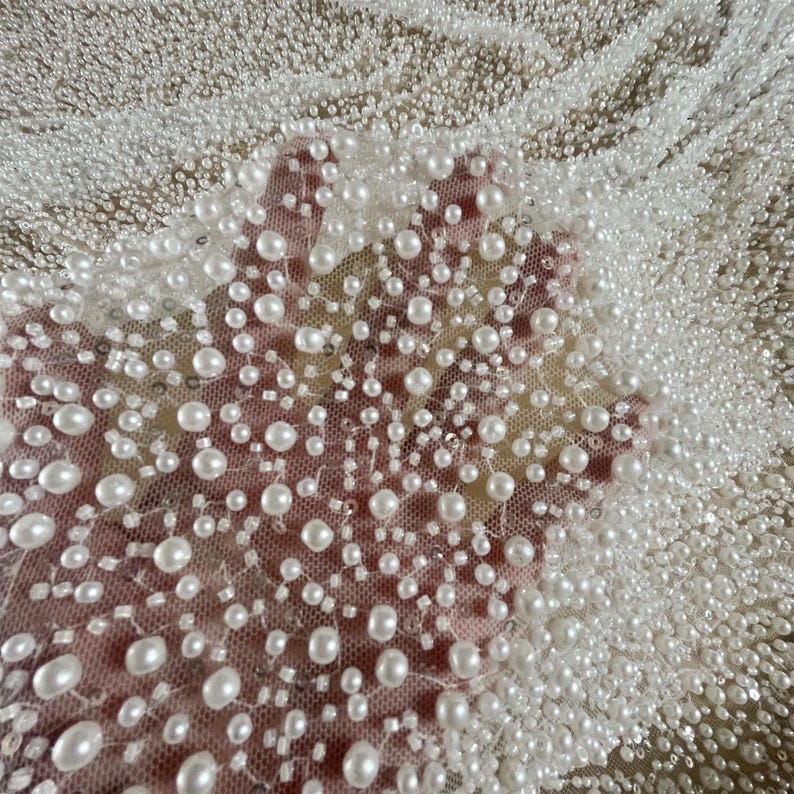 Heavy Beaded Pearl Lace Fabric: Off-white Couture Gown Dress Lace - Etsy